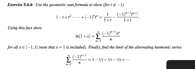 Solved Exercise 5.4.4: Use the geometric sum formula to show | Chegg.com