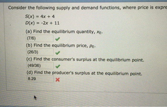 Solved Consider the following supply and demand functions, | Chegg.com