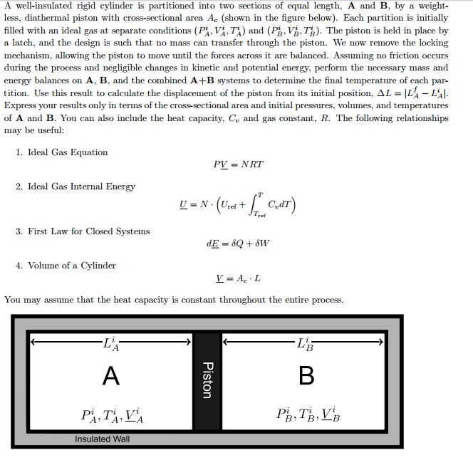 Solved A well-insulated rigid cylinder is partitioned into | Chegg.com