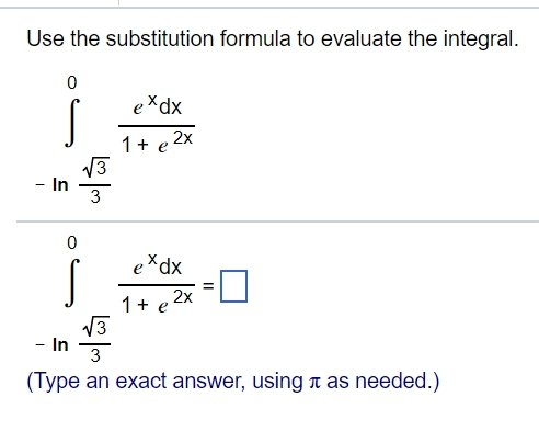 Solved Use the substitution formula to evaluate the integral | Chegg.com