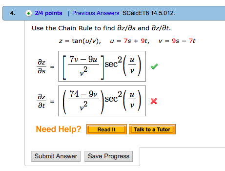 Solved 4. 2/4 points | Previous Answers SCalcET8 14.5.012 | Chegg.com