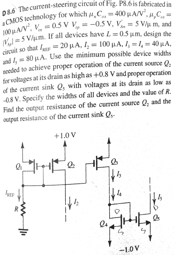 Solved 66 The current-steering circuit of Fig. P8.6is | Chegg.com