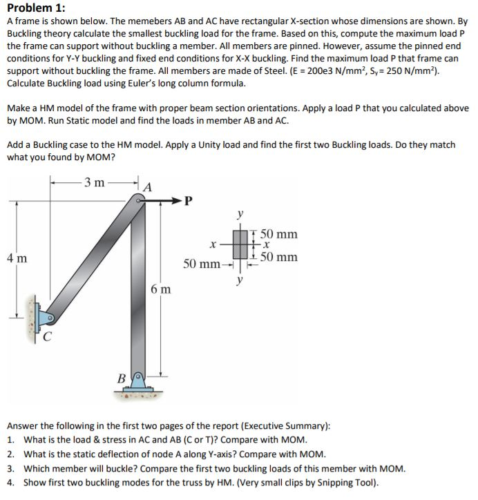 Solved Problem 1: A frame is shown below. The memebers AB | Chegg.com