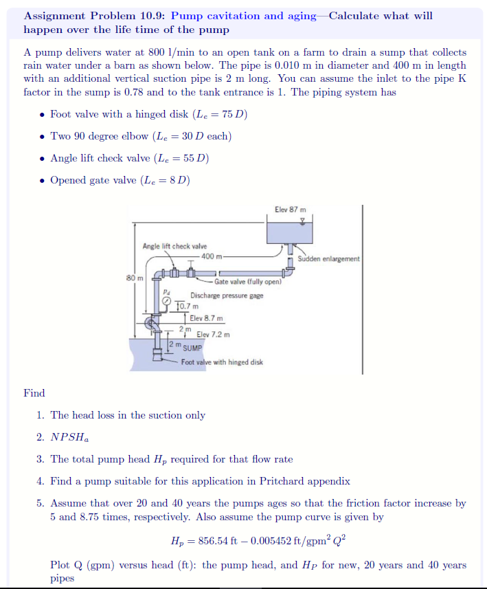 Solved Assignment Problem 10.9: Pump cavitation and aging | Chegg.com