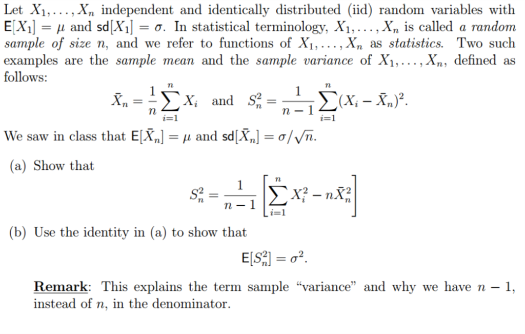 Solved Let X 1 X N Independent And Identically