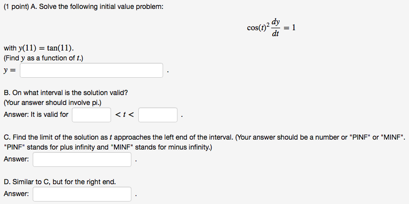 Solved Solve the following initial value problem: cos(t)^2 | Chegg.com