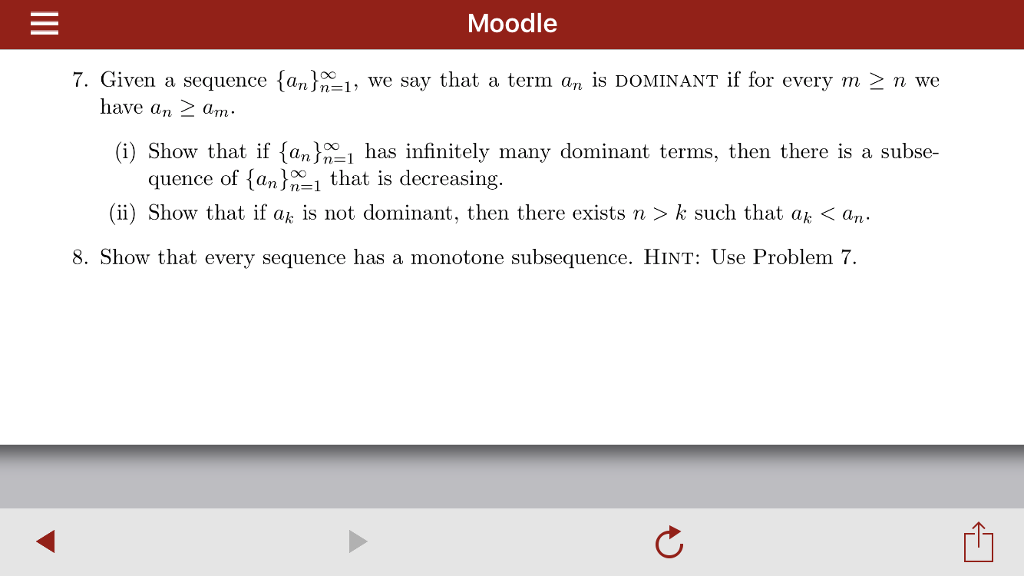 Solved Moodle 7. Given a sequence sa ay that a term an is | Chegg.com