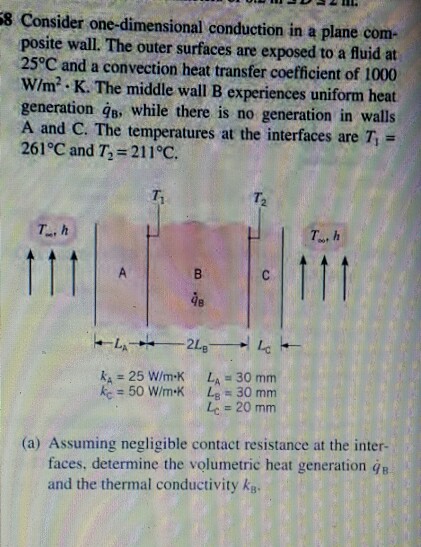 Solved 8 Consider one-dimensional conduction in a plane com- | Chegg.com