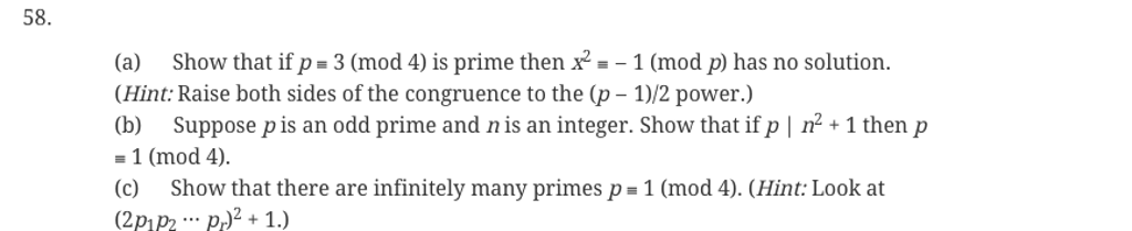 Show that if p = 3 (mod 4) is prime then x^2 = -1 | Chegg.com