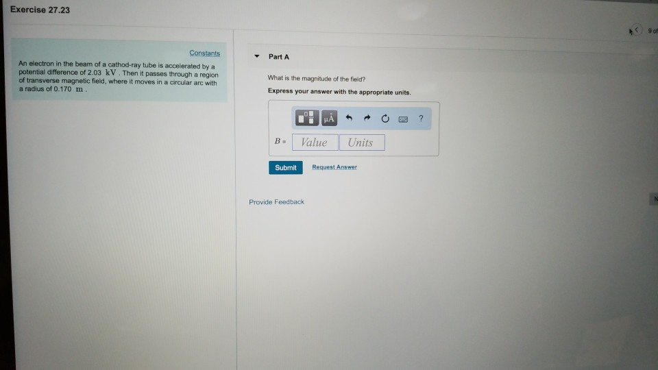 Solved Exercise 27.23 9 of Constants Part A An electron in | Chegg.com