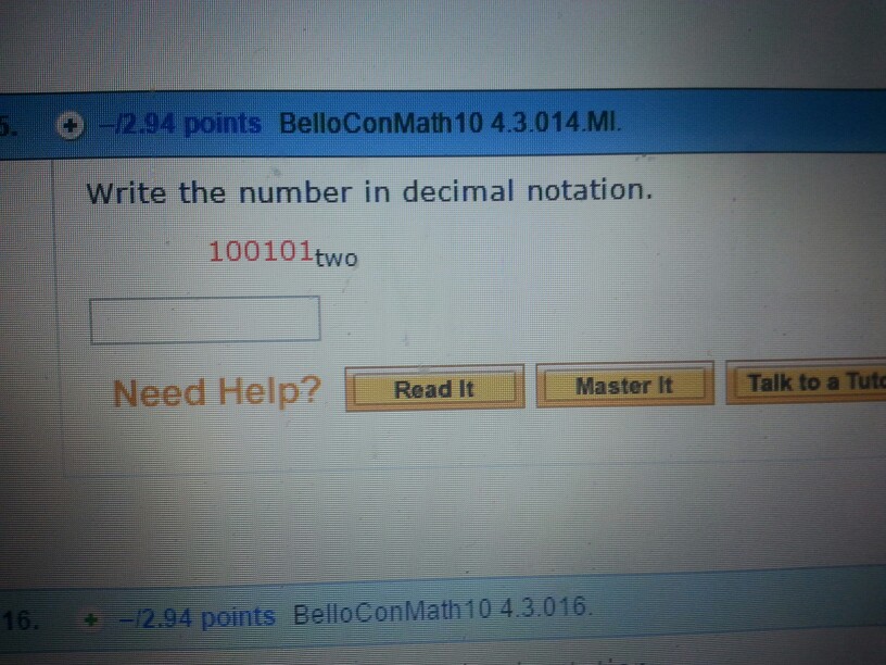 Solved Write the number in decimal notation. 100101 two | Chegg.com