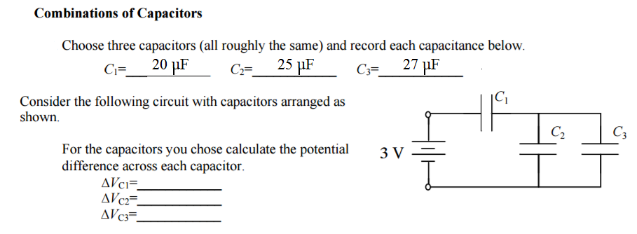 Solved For the following capacitors: calculate the potential | Chegg.com