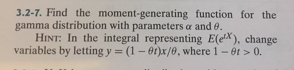 Solved Find the moment-generating function for the gamma | Chegg.com
