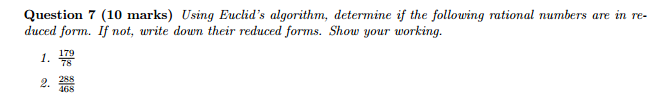 Solved Using Euclid's algorithm, determine if the following | Chegg.com