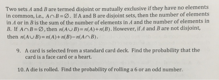 Solved Two sets A and B are termed disjoint or mutually | Chegg.com