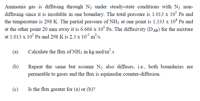 Ammonia gas is diffusing through N_2 under | Chegg.com