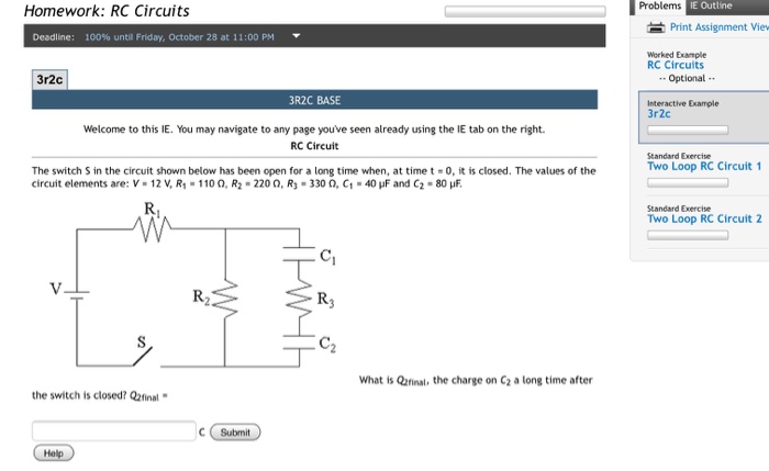 Solved Homework: RC Circuits Problems E Outline Print | Chegg.com