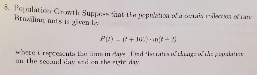 Solved Population Growth Suppose that the population of a | Chegg.com