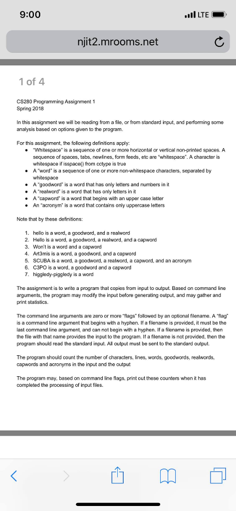 9:00 njit2.mrooms.net 1 of 4 CS280 Programming | Chegg.com