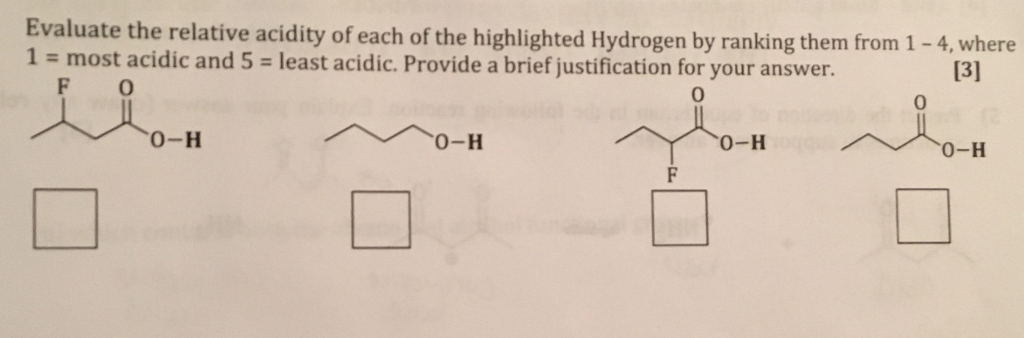 Solved Evaluate the relative acidity of each of the bolded | Chegg.com