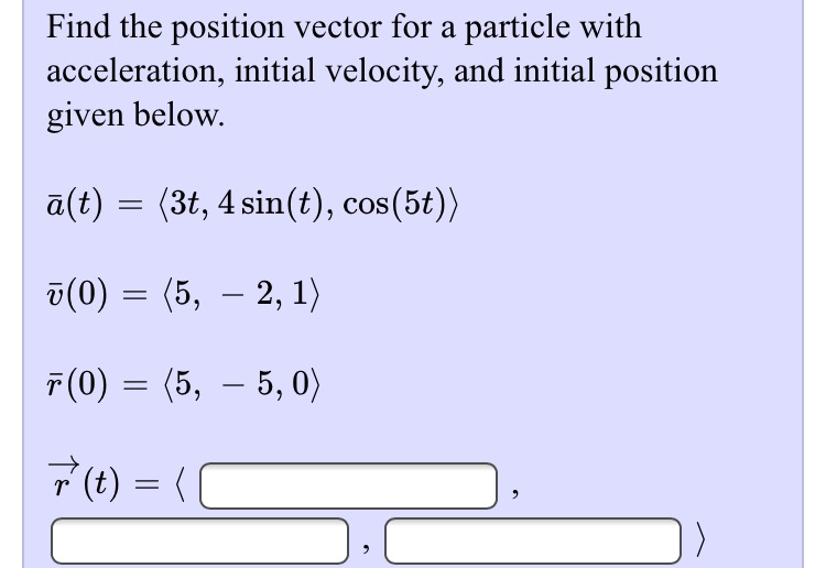 Solved Find The Position Vector For A Particle With