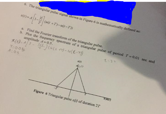 Solved The triangular pulse signal shown in figure 6 is | Chegg.com