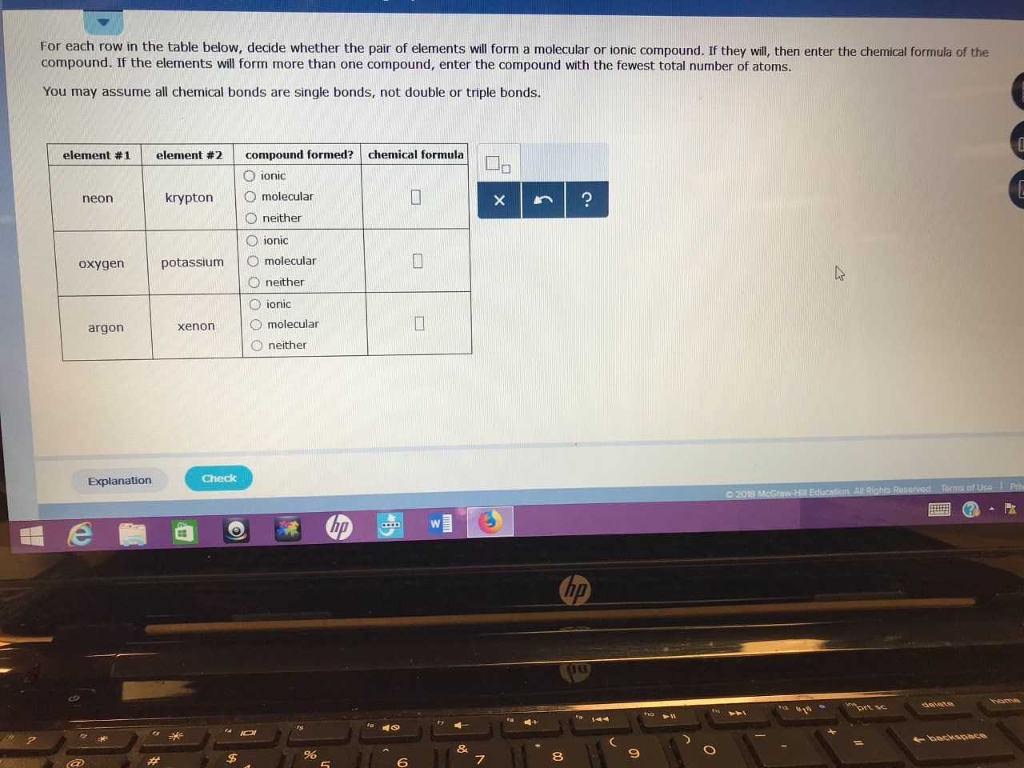 Solved For each row in the table below, decide whether the | Chegg.com