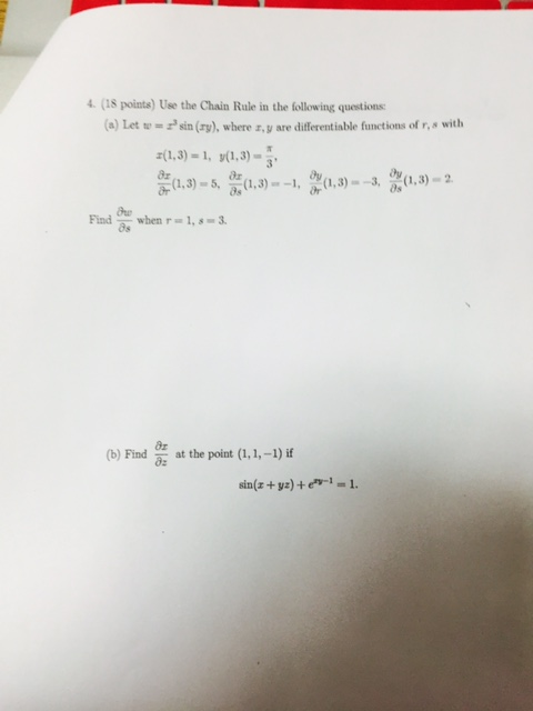 Solved Use the Chain Rule in the following questions: Let w | Chegg.com