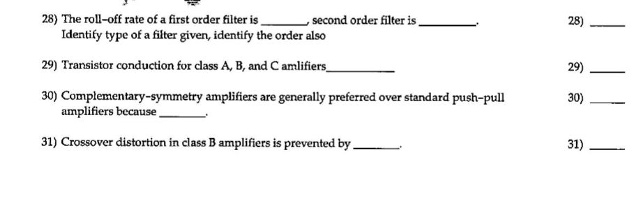 Solved The roll-off rate of a first order filter is, second | Chegg.com