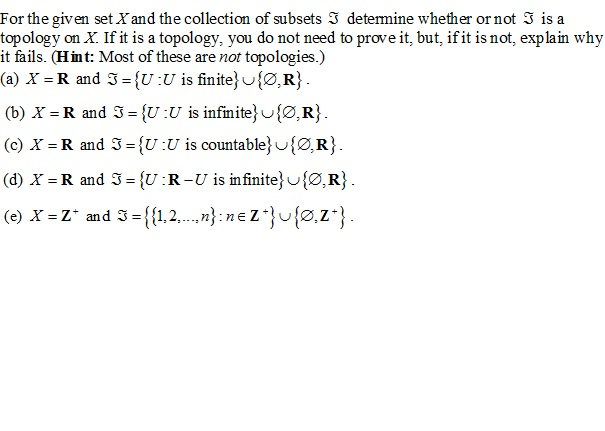 Solved For the given set X and the collection of subsets 3 | Chegg.com