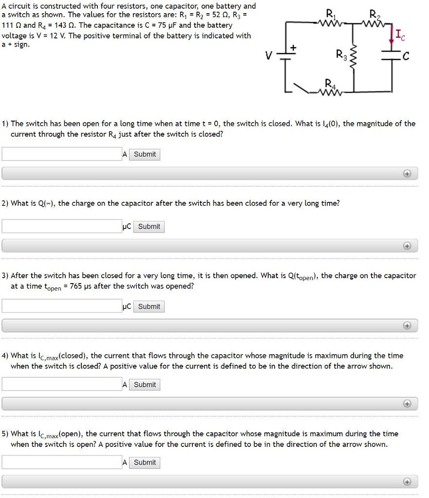 Solved A circuit is constructed with four resistors, one | Chegg.com