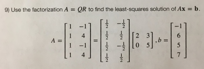 Solved Use the factorization A = QR to find the | Chegg.com