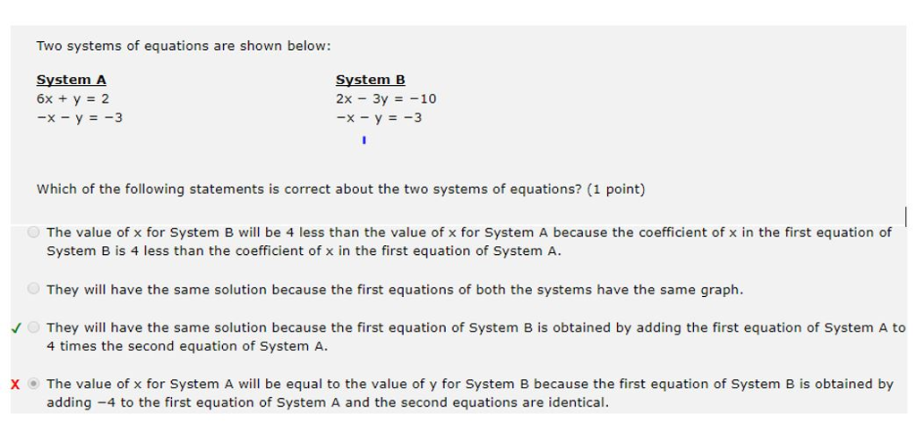 Solved Two systems of equations are shown below: System A | Chegg.com