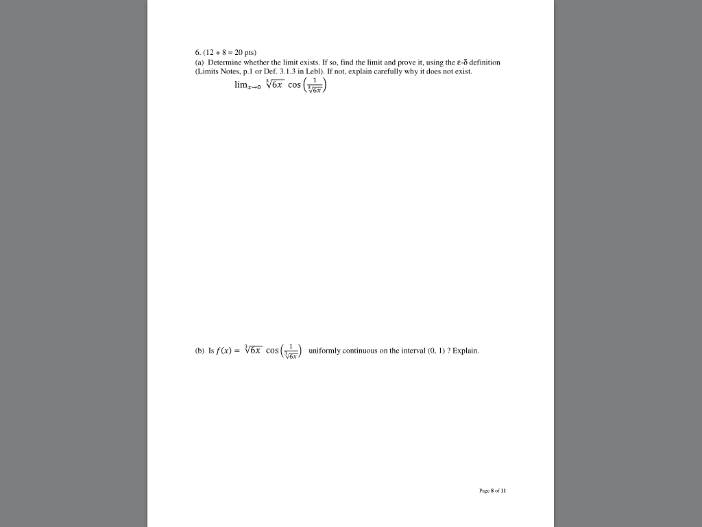 Solved 6 a) Determine whether the limit exists. If so, find | Chegg.com