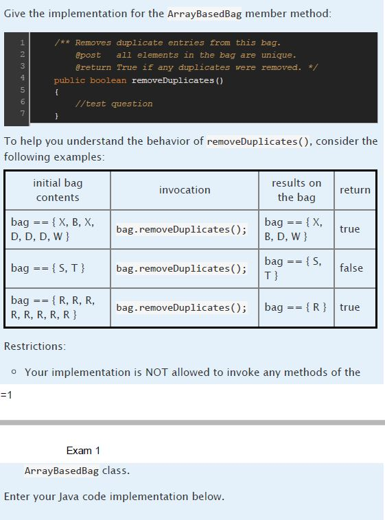Solved public interface BagInterface | Chegg.com