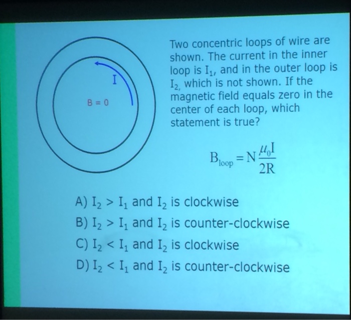 Solved Two concentric loops of wire are shown. The current | Chegg.com