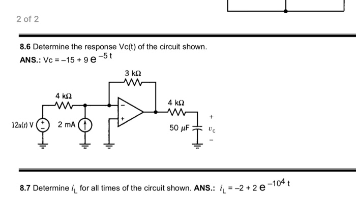 Solved Determine the response Vc(t) of the circuit shown. | Chegg.com