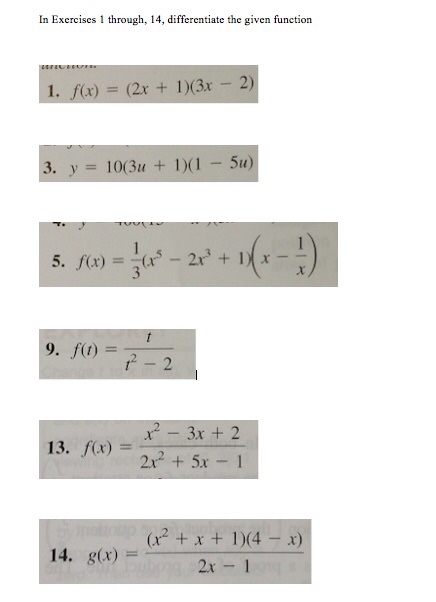 Solved In Exercises 1 through 14, differentiate the given | Chegg.com
