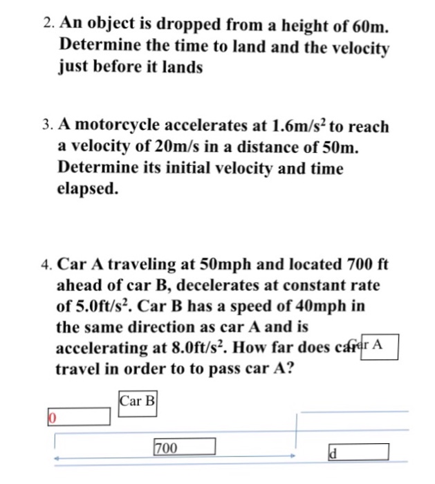 Solved An Object Is Dropped From A Height Of 60m Determine