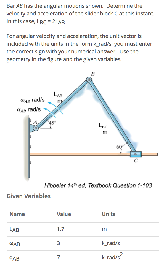 Solved Bar AB has the angular motions shown. Determine the | Chegg.com