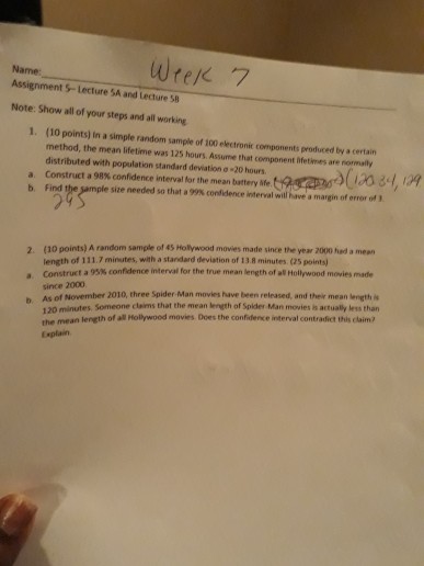 Solved Name: Assignment 5-Lecture SA and Lecture 5B Note: | Chegg.com