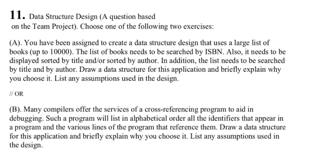 .Data Structure Design (A question based on the Team | Chegg.com
