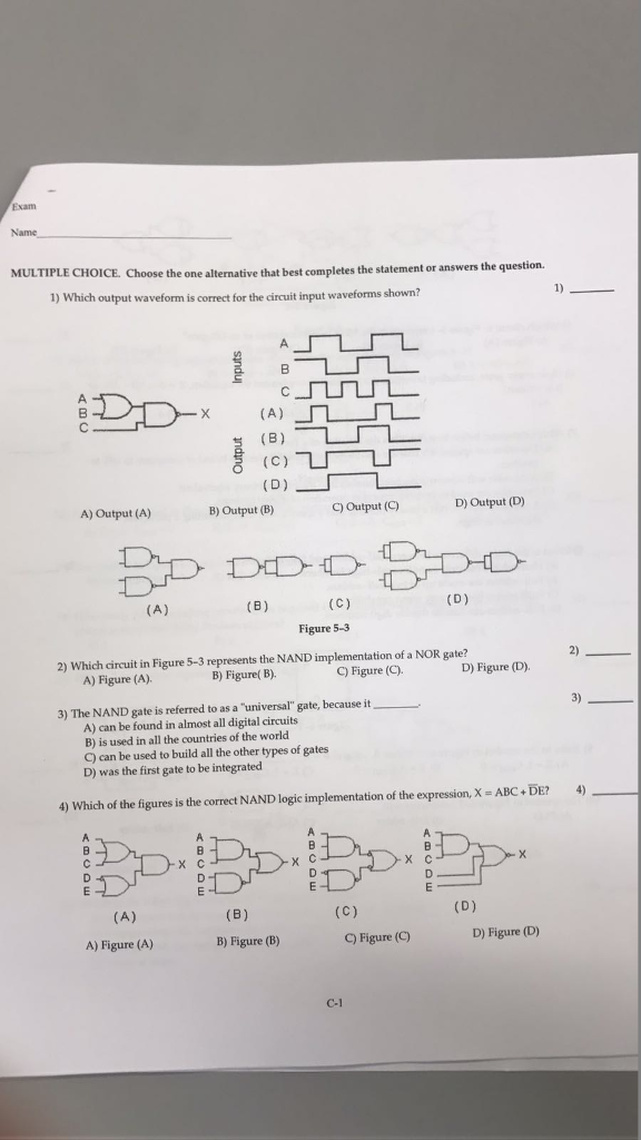 Solved Exam Name MULTIPLE CHOICE. Choose the one alternative | Chegg.com