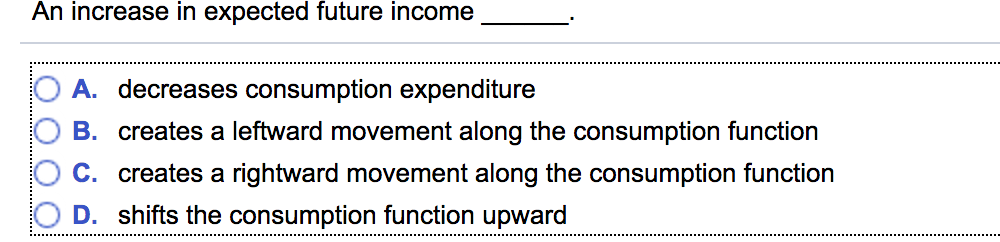 Solved An increase in expected future income ______. A. | Chegg.com