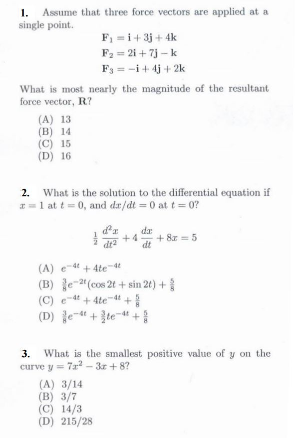 Solved 1. Assume that three force vectors are applied at a | Chegg.com