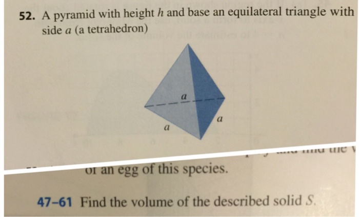 Solved 52. A pyramid with height h and base an equilateral | Chegg.com
