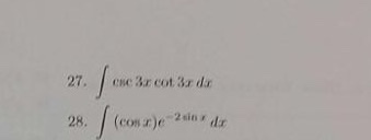 Solved integral csc 3x cot 3x dx integral (cos | Chegg.com