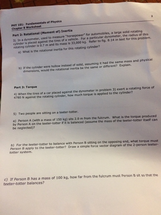 Solved PHY 101: Fundamentals of Physics Chapter 8 Worksheet | Chegg.com