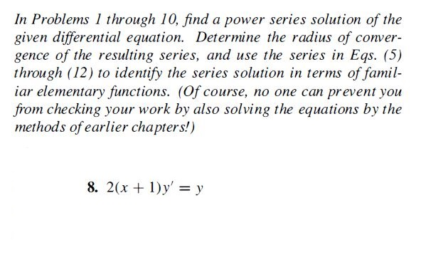 Solved In Problems 1 through 10, find a power series | Chegg.com