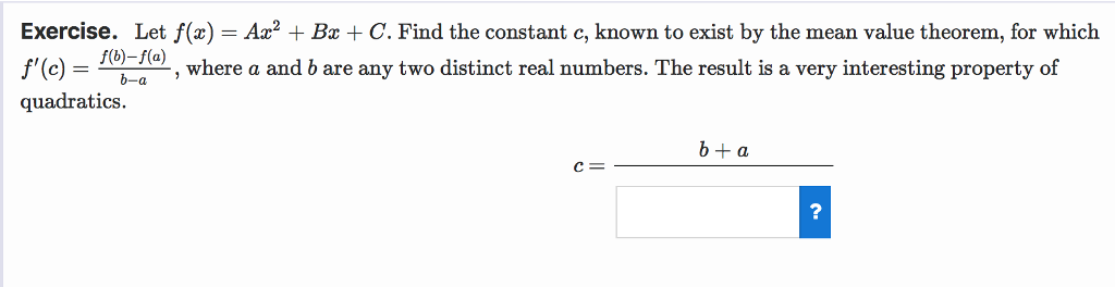 Solved Exercise. Let f(x) = 4x2 + Bz + C. Find the constant | Chegg.com